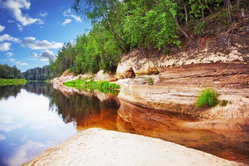 River at calm day stock image. Image of color, blue, green - 31014357