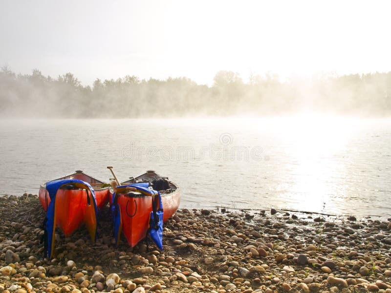 River and Canoe Canada Banff National Park Stock Image - Image of life ...