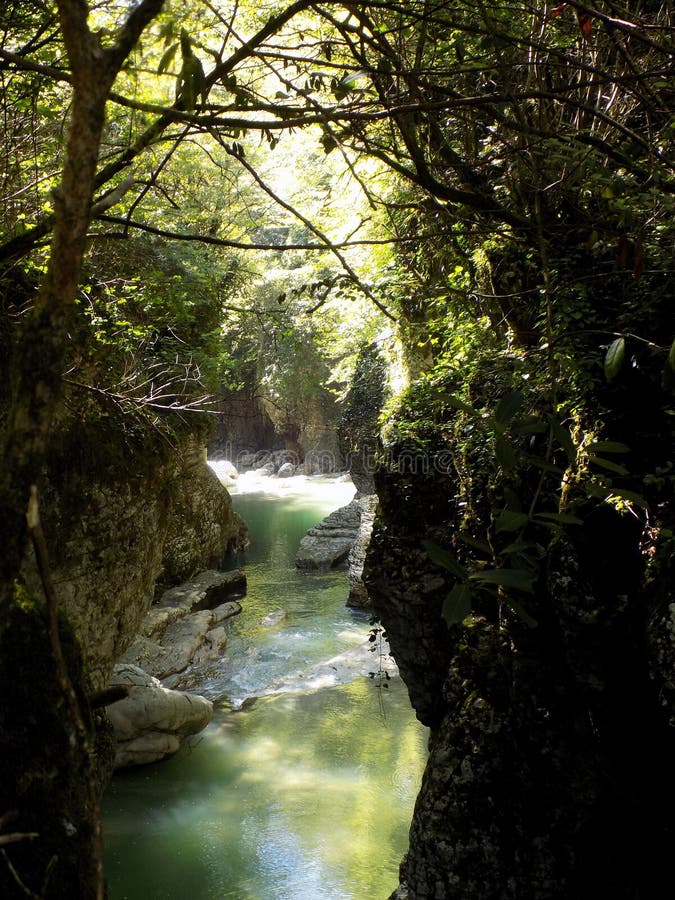 River Canyon and Blue Water. Martvili Canyon, Georgia Stock Photo - Image of river, sunlight ...
