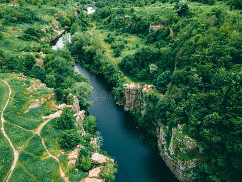 River in Canyon Overhead Top View Stock Image - Image of ukraine ...