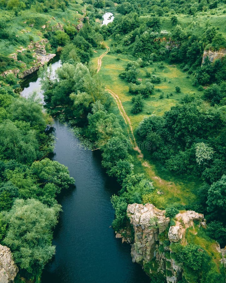 River in Canyon Overhead Top View Stock Photo - Image of calmness ...