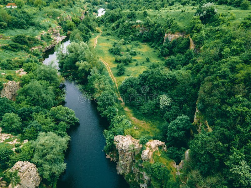 River in Canyon Overhead Top View Stock Image - Image of nature ...
