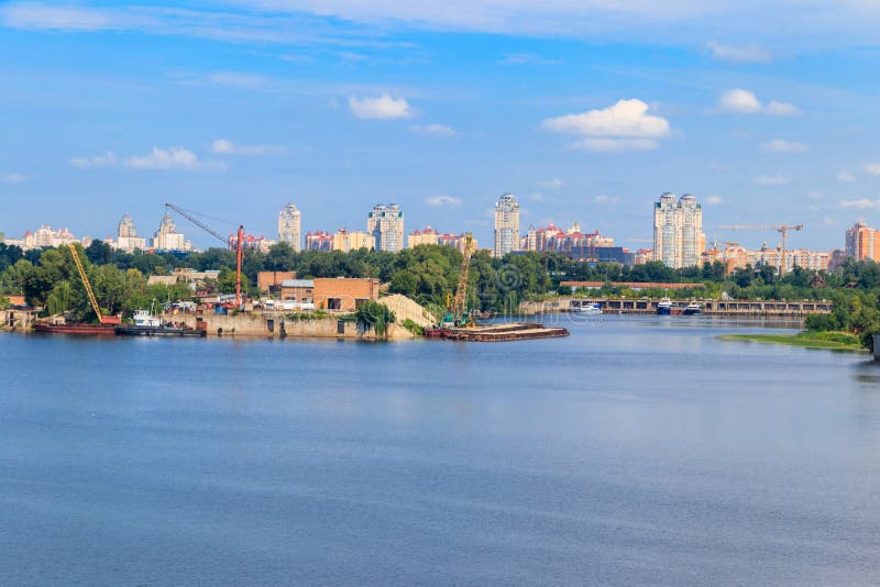 River Cargo Port in Kiev, Ukraine Stock Photo - Image of landscape ...