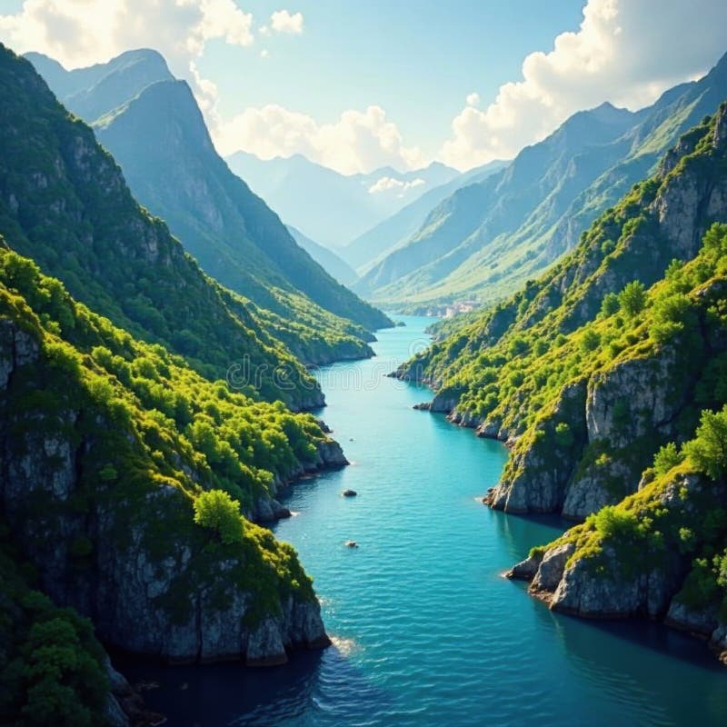 River Carving Path through Mountains To the Sea , Cascade, View, Autumn ...