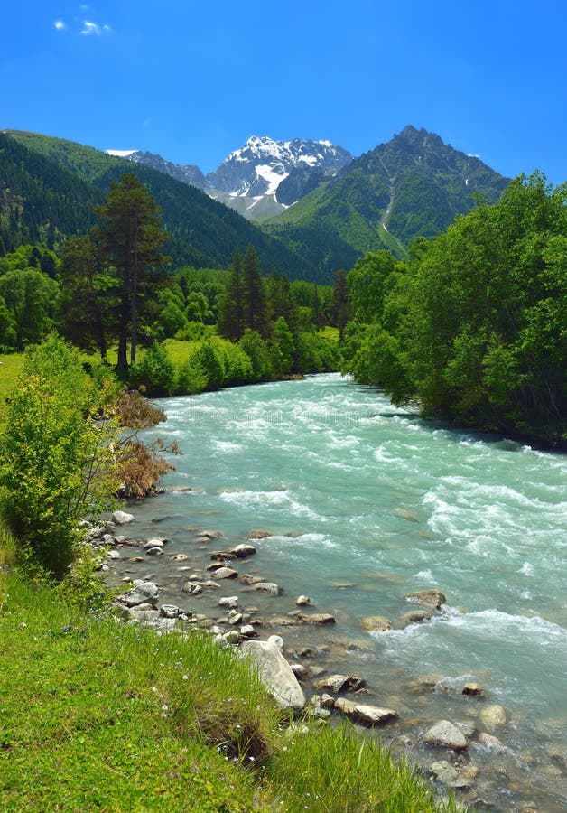 River in Caucasus stock photo. Image of fresh, grass - 54994372