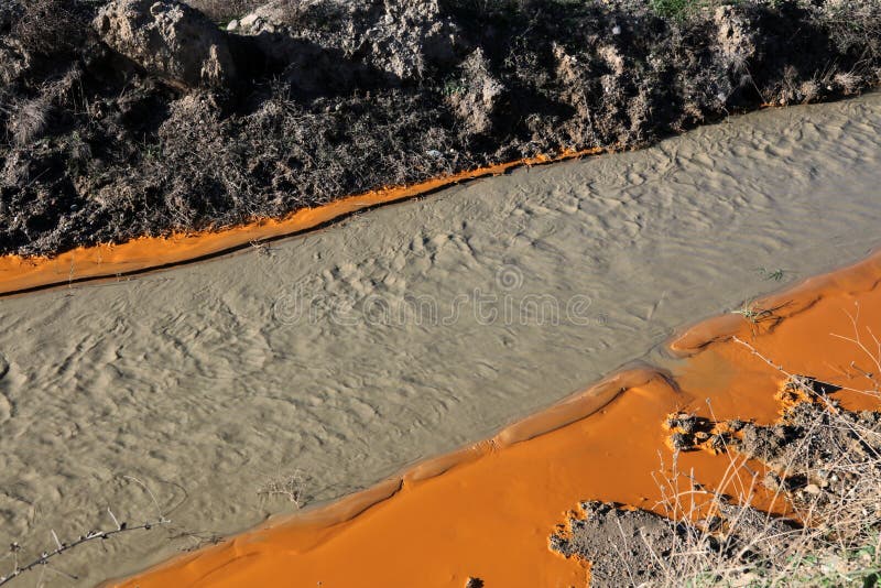 A River with Chemical Waste. Stock Photo - Image of flow, riverbed ...