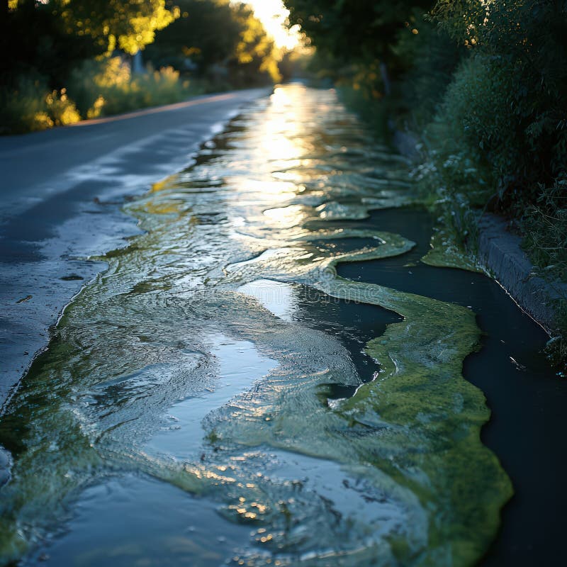 A River Choked with Algae Blooms because of Pollution Stock ...