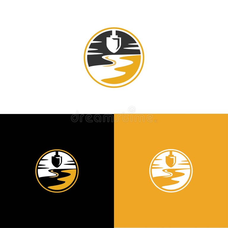 River Circle Shield Vector Logo Template Stock Vector - Illustration of ...