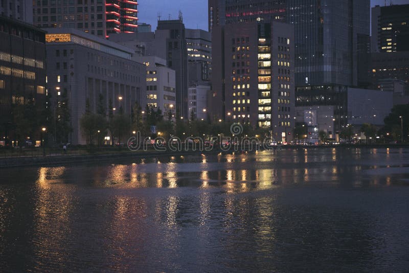 River in the City in Night, City of Tokyo Japan Editorial Stock Image ...