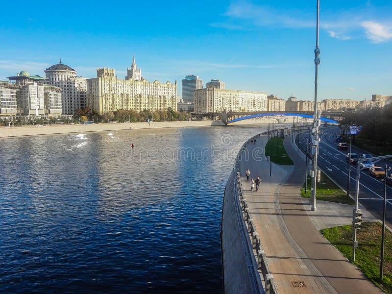 River, Banks, Concrete, Sky, Bridges, Buildings, View of the Part of ...