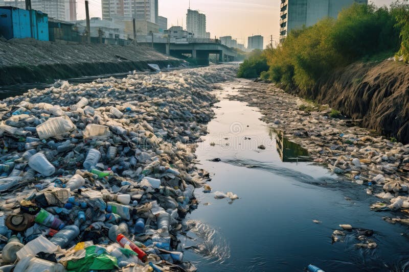 A River Clogged with Plastic Waste Stock Photo - Image of bottle ...