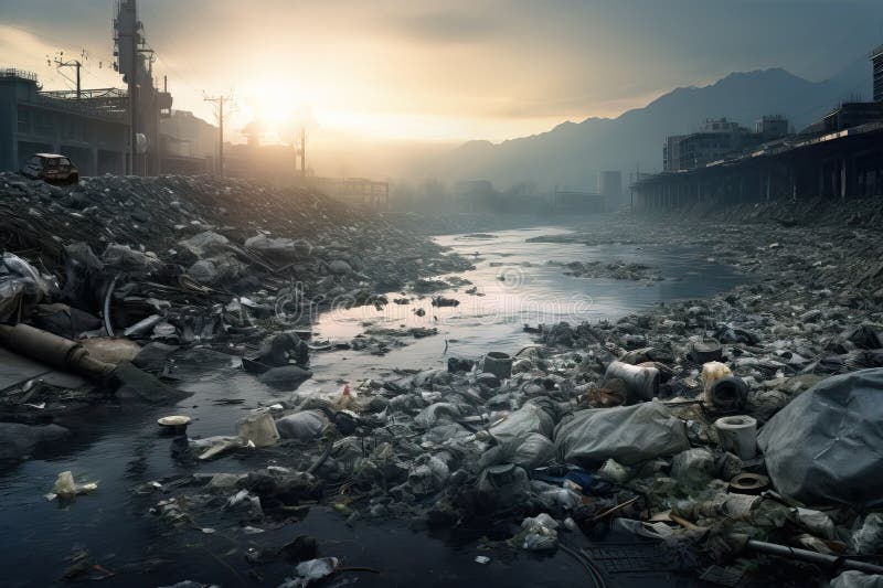 A River Clogged with Plastic Waste Stock Image - Image of hazard ...