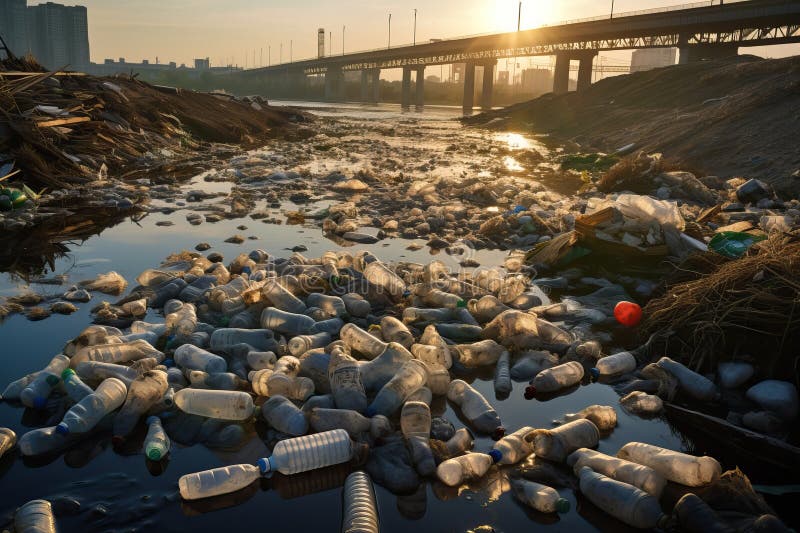 A River Clogged with Plastic Waste Stock Photo - Image of nature ...