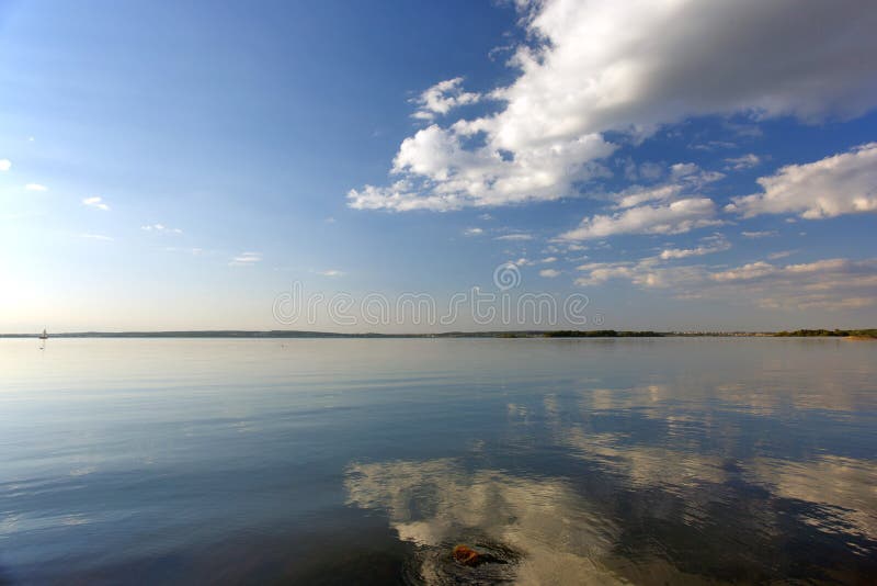 River and Clouds with Reflection in Water Stock Photo - Image of area ...