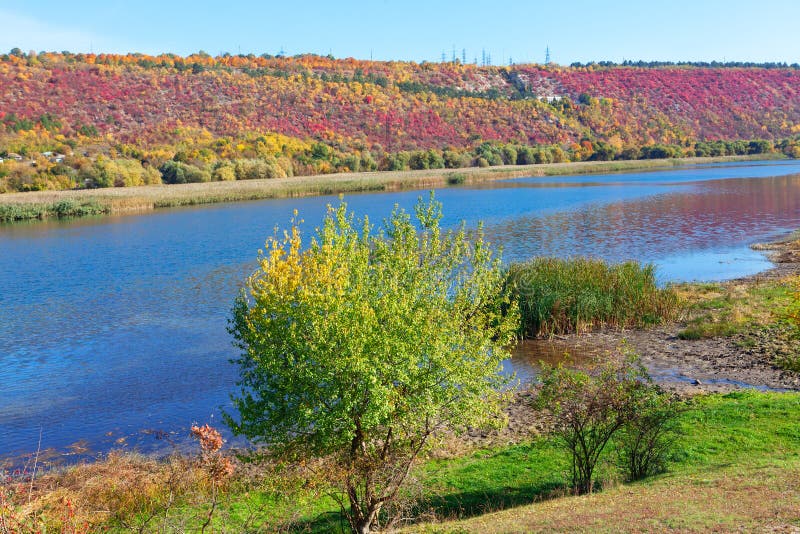 River and Colorful in Autumn Stock Image - Image of natural, clouds ...