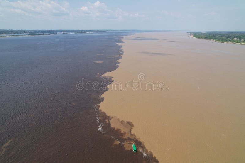 River Confluence Showing Distinct Color Difference in Water at Amazon ...