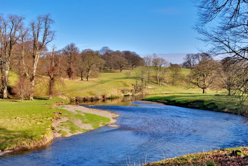 River Meandering Though Lush English Countryside Stock Image - Image of ...
