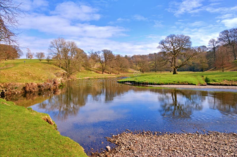 River Meandering Though Lush English Countryside Stock Image - Image of ...