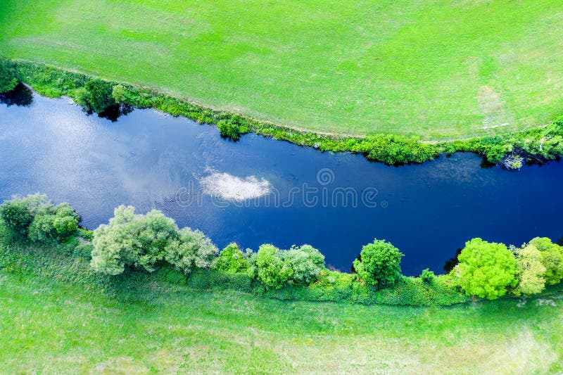 River Course in Nature from Above Stock Photo - Image of beautiful ...