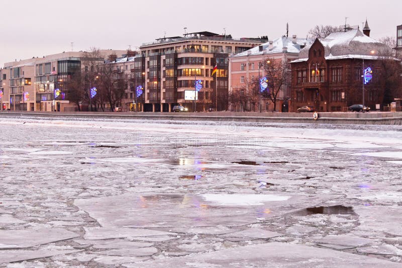 River covered with ice stock photo. Image of frozen, capital - 28535284
