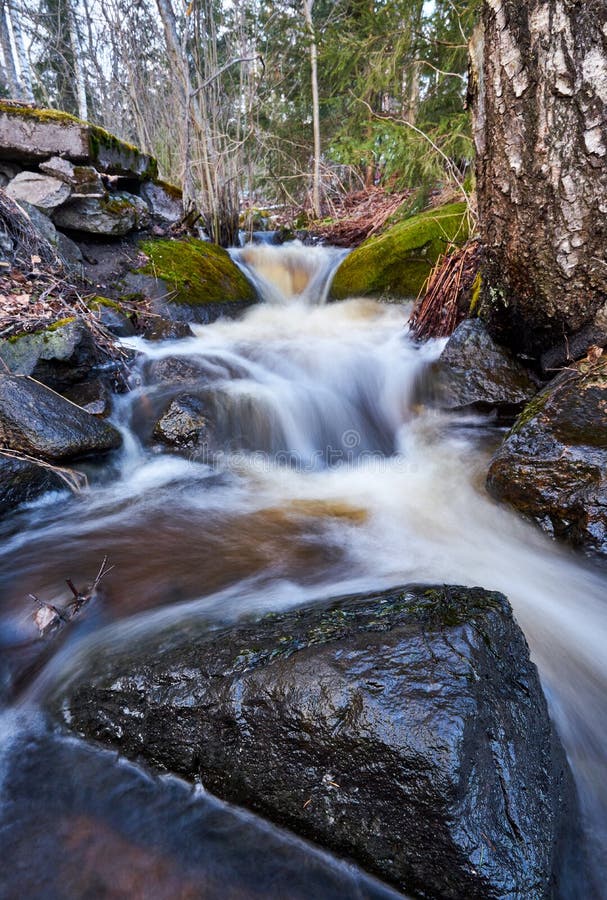 Small River in Creek in Spring Stock Photo - Image of rock, landscape ...