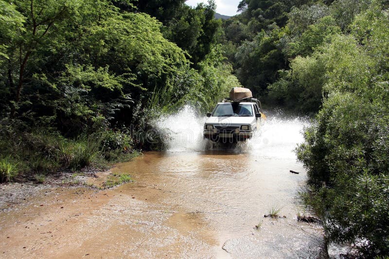 River Crossing in Offroad Vehicle Stock Photo - Image of expedition ...