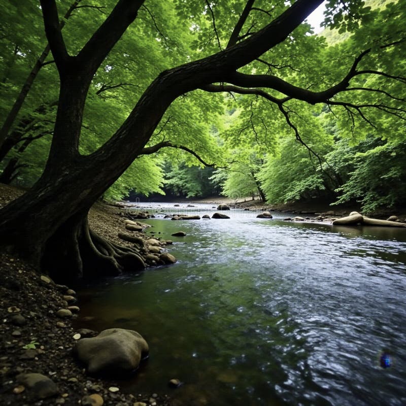 River Current Affecting an Ancient Tree Branch, Nature, Stock ...