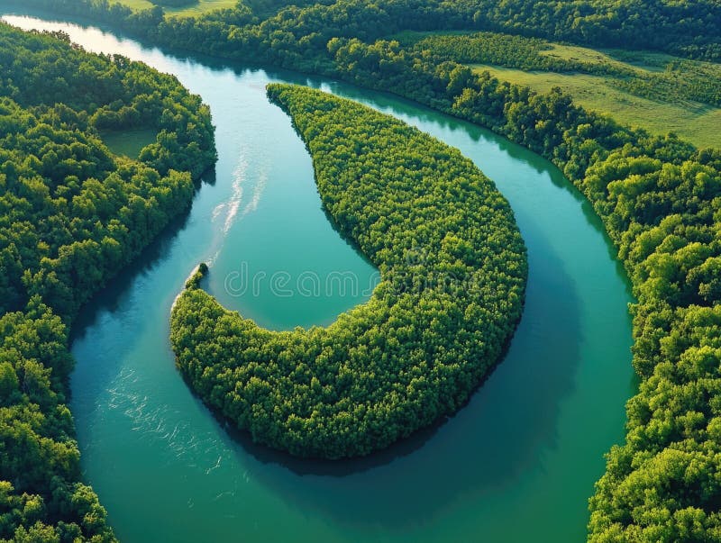 River with a Curve in it and Trees on Both Sides Stock Photo - Image of ...