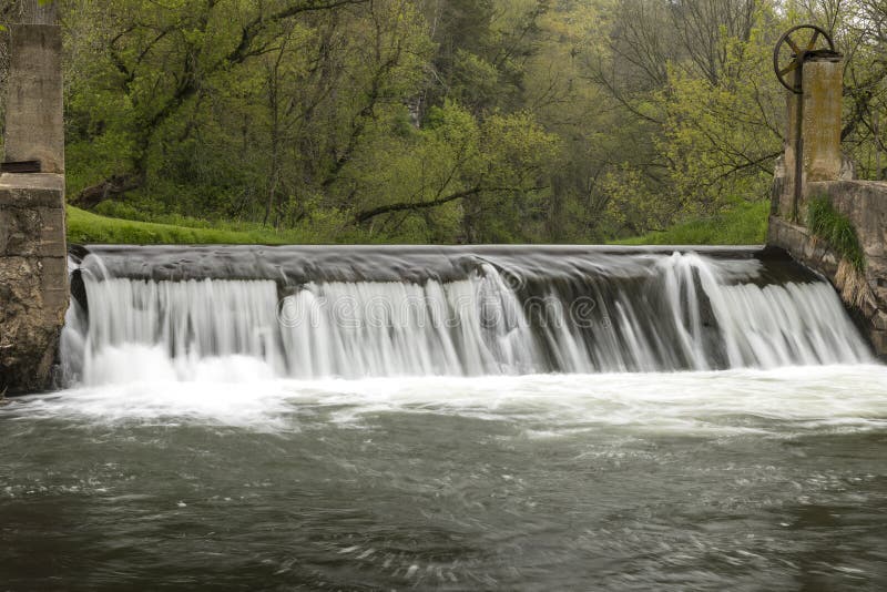 River Dam in Spring stock photo. Image of tranquil, woods - 92561184