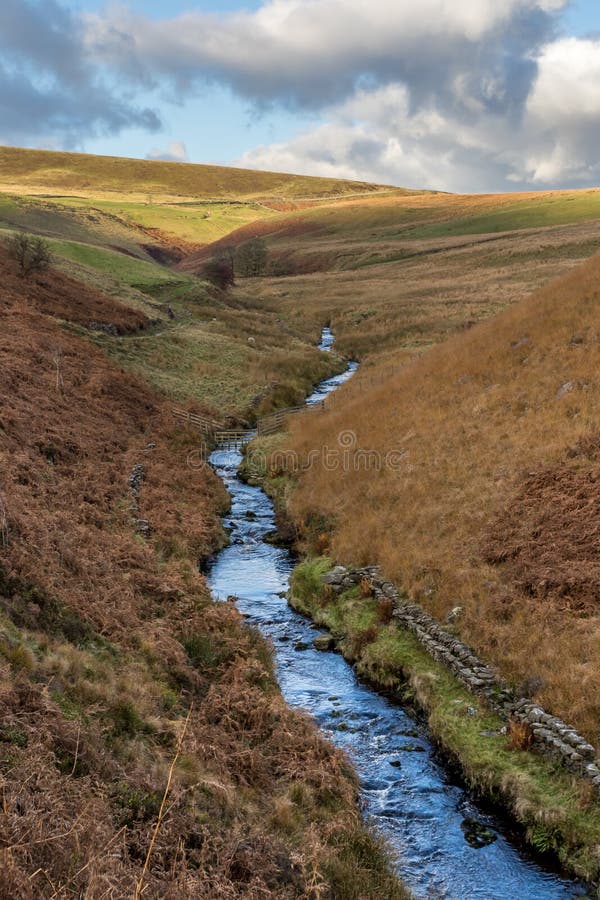River Dane Flowing Down a Valley Stock Photo - Image of quiet, cloud ...