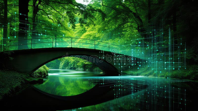 River data bridge stock illustration. Illustration of setting - 389113232