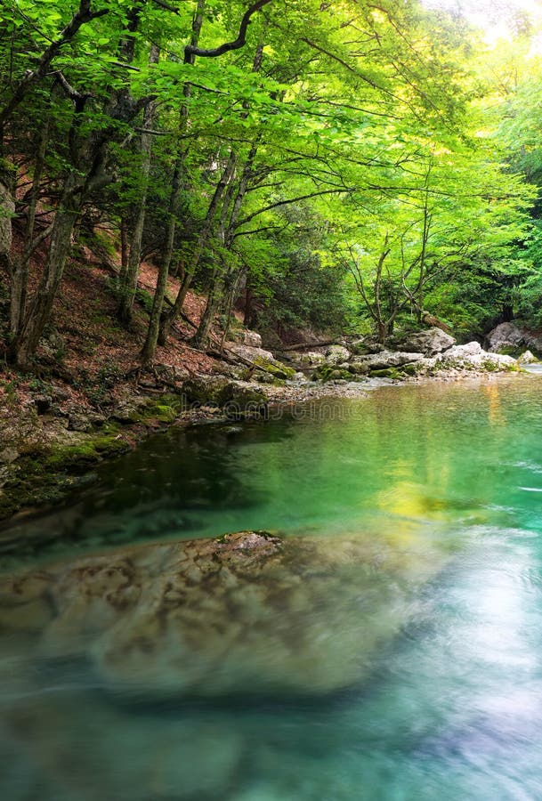 River Deep in Mountain at Summer. Stock Image - Image of motion ...