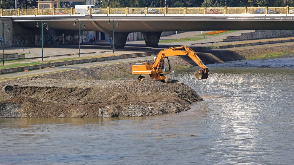 River Digger stock image. Image of stones, river, machinery - 76375267