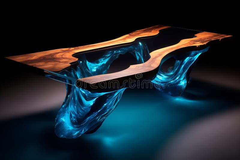 River Dining Table Made of Wood and Epoxy Resin Stock Illustration ...
