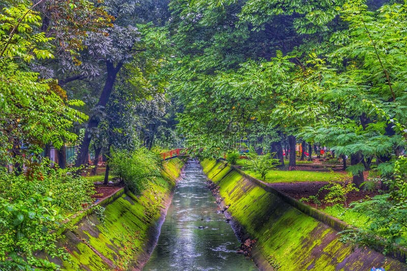 The River that Divides the Park, with the Right and Left Sides There ...