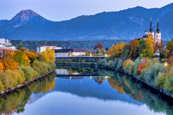 River Drau stock photo. Image of fall, landmark, colors - 254839884
