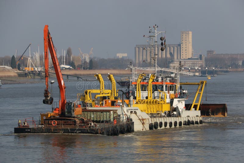 River Dredging. editorial stock image. Image of schelde - 68154334