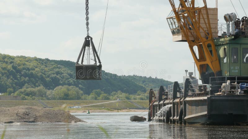 River dredging works. stock footage. Video of dredger - 73376770