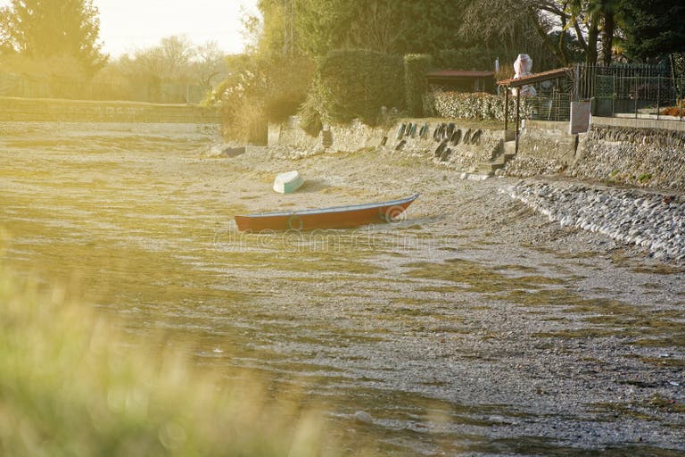 River Drought, Boat without Water Due Global Warming Stock Photo ...