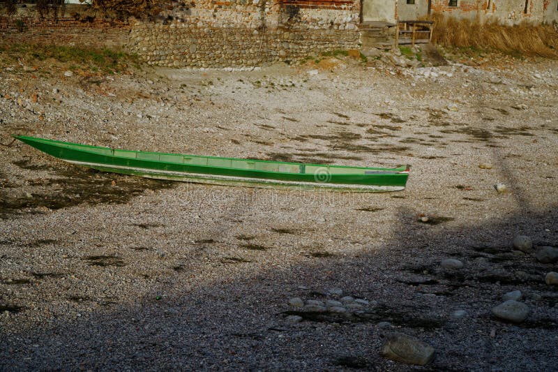 River Drought, Boat without Water Due Global Warming Stock Image ...
