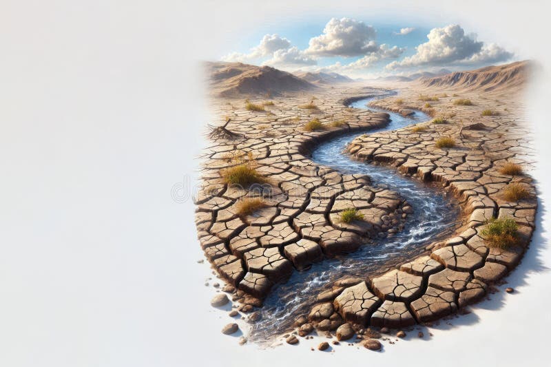 A River on Dry Land. Space for Text. Stock Image - Image of nature ...
