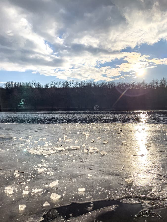 The River in Early Spring, the Ice Melts on the River. Stock Photo ...