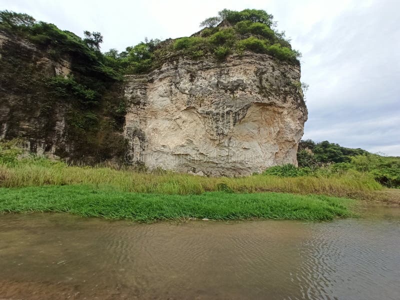 River on the Edge of Limestone Cliffs in a Village in Bogor, Indonesia ...