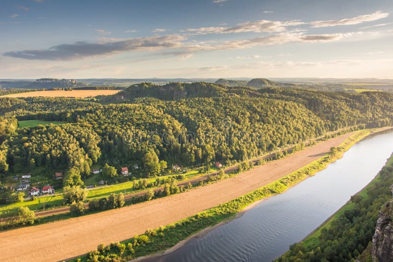 River Elbe in the Elbe Sandstone Mountains Stock Image - Image of ...