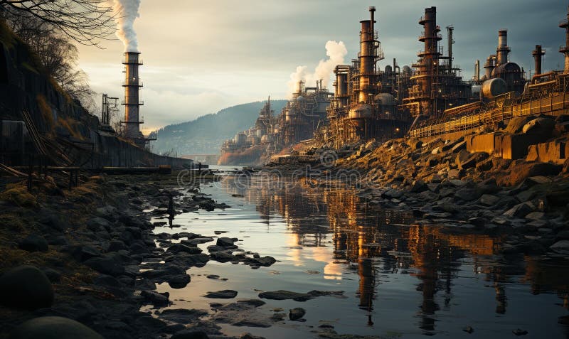 River Emitting Steam stock photo. Image of landscape - 344750786