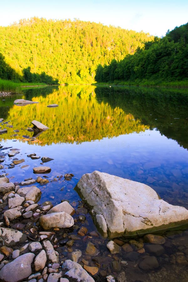 River in the evening stock image. Image of river, cliff - 17739997