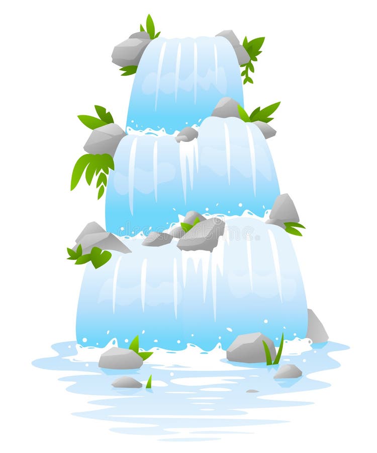 Waterfall in Front View Isolated Illustration Stock Vector ...