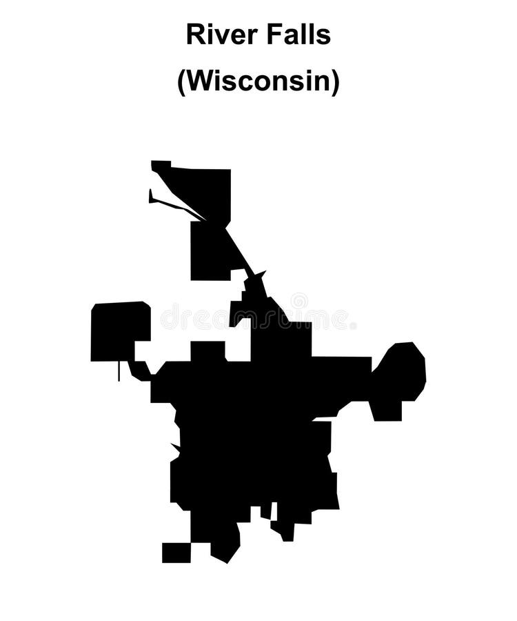 River Falls outline map stock vector. Illustration of isolated - 357625380