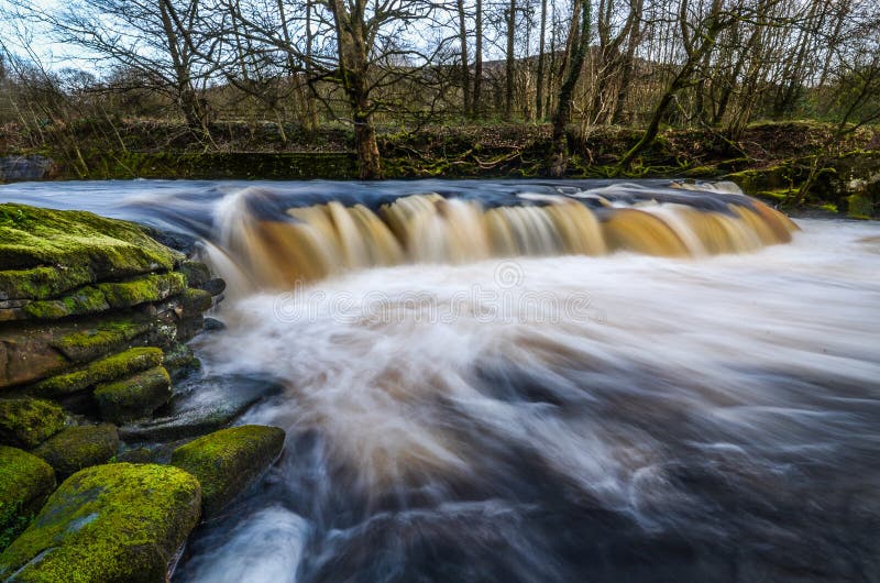 Water fall edale village stock photo. Image of river - 11750564