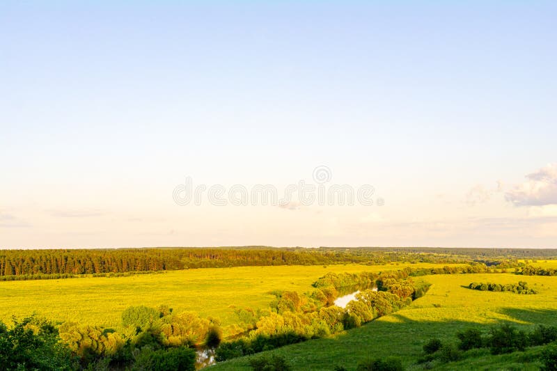 River and Fields in the Afternoon Sun Stock Photo - Image of landscape ...